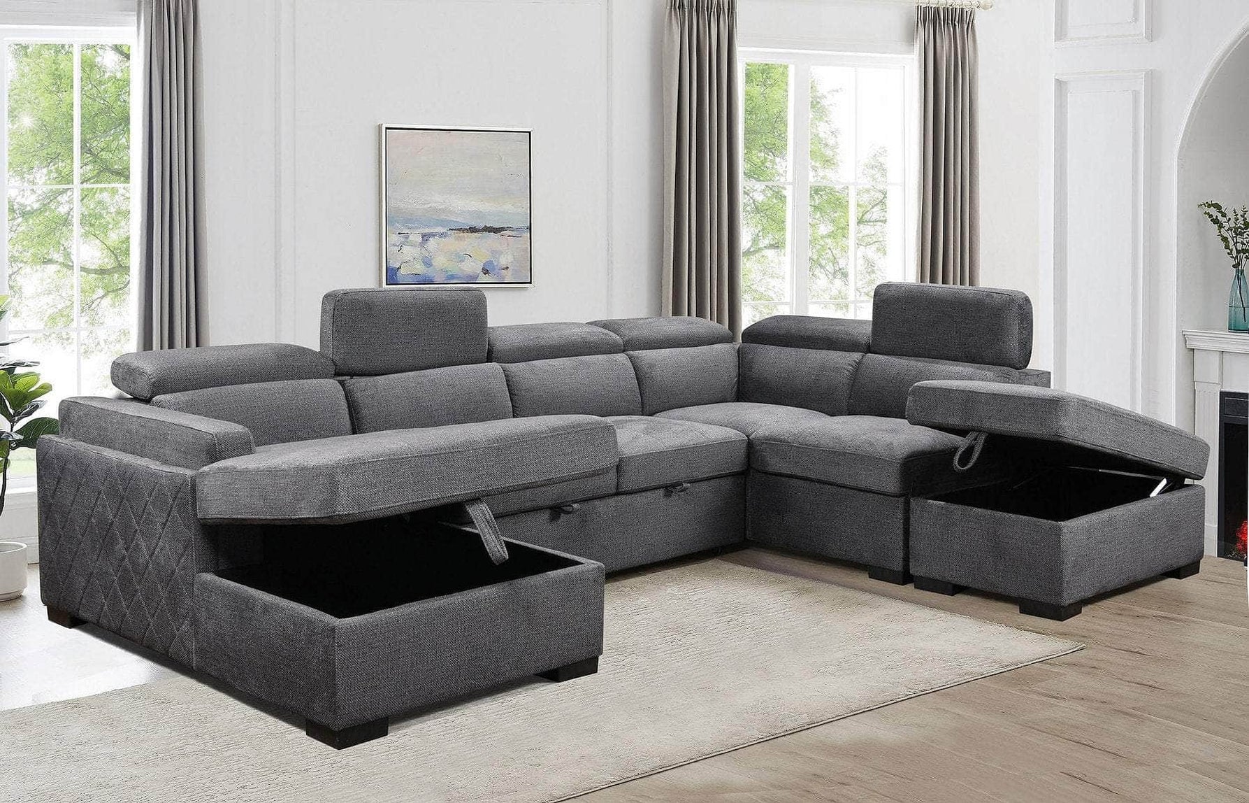 True Contemporary Airdrie Sleeper Sectional Sofa Bed with Left Facing ...