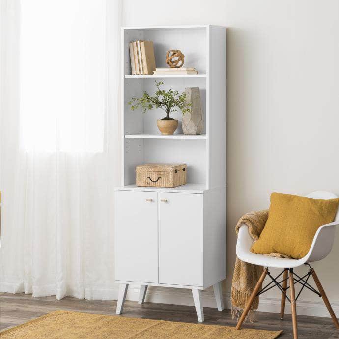 Modubox Milo Mid-Century Modern Tall Bookcase with Adjustable Shelves ...