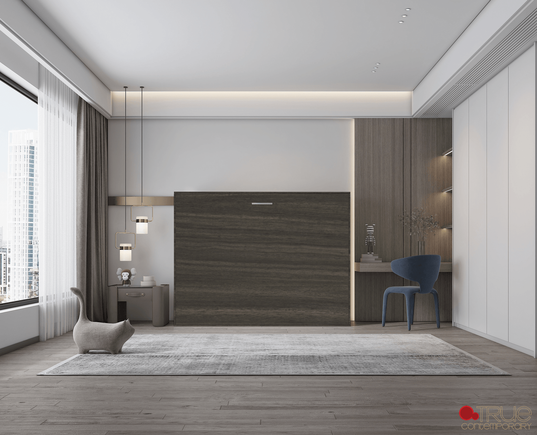 True Contemporary Heidi II Brown Horizontal Murphy Wall Pull Down ...