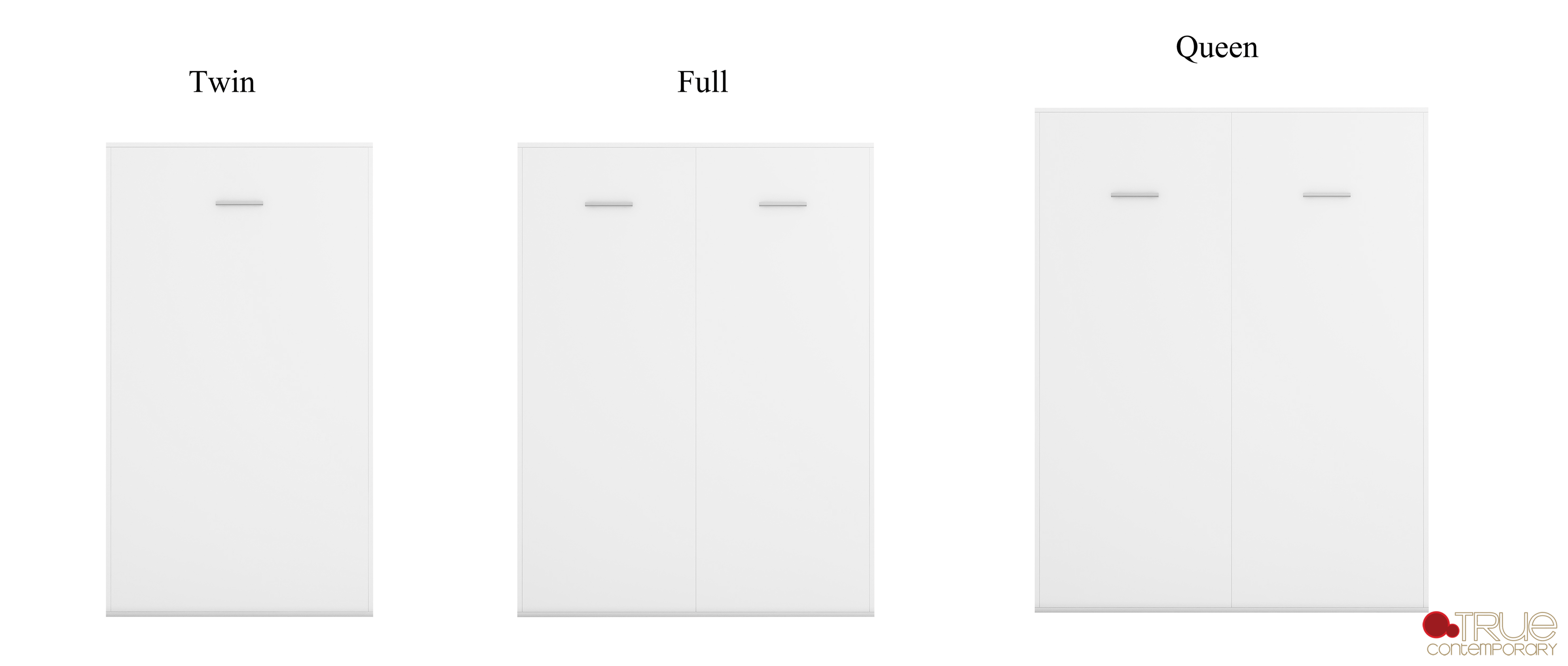 True Contemporary Wallie White Vertical Murphy Wall Pull Down Bed ...