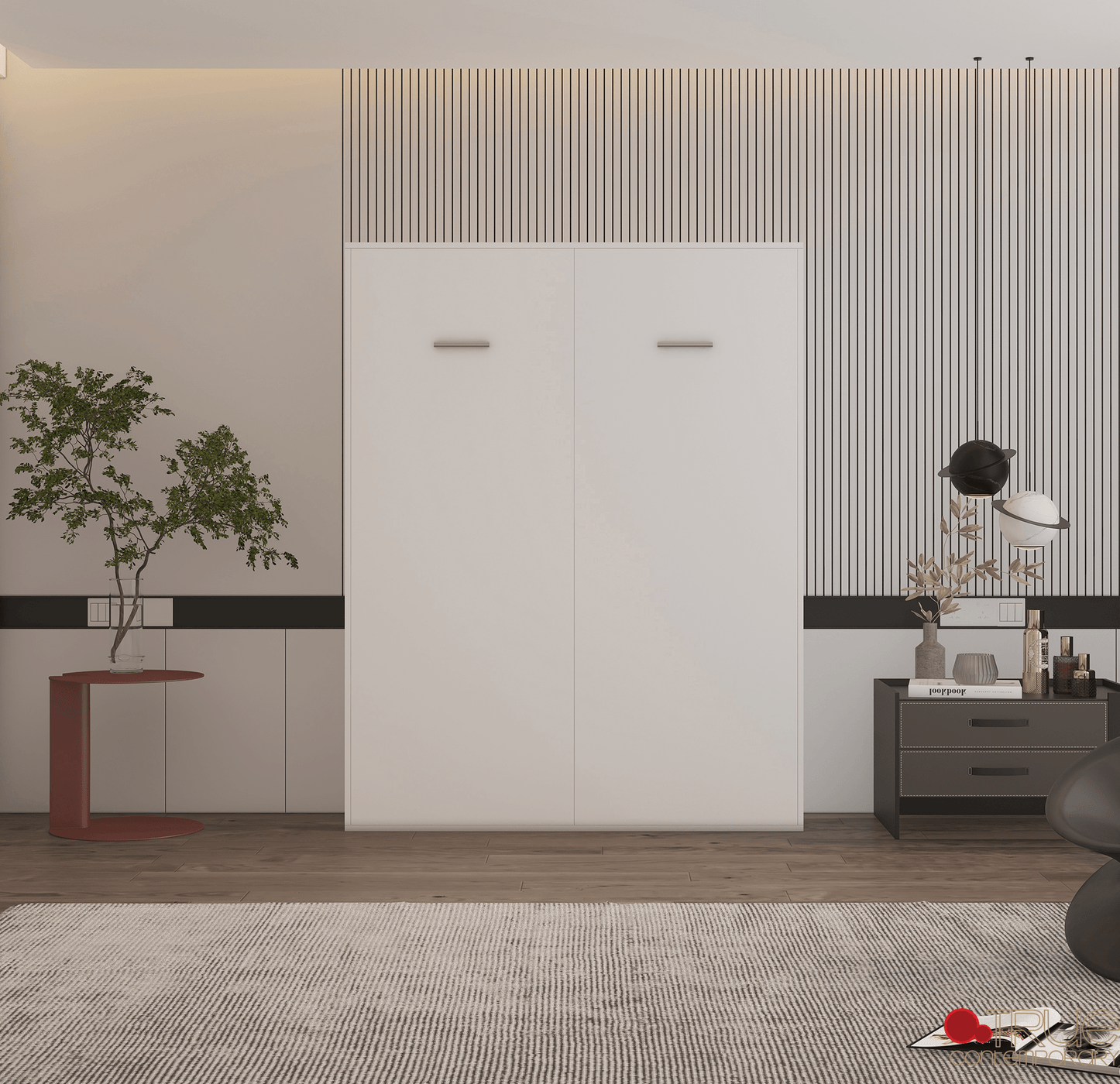 True Contemporary Wallie White Vertical Murphy Wall Pull Down Bed ...