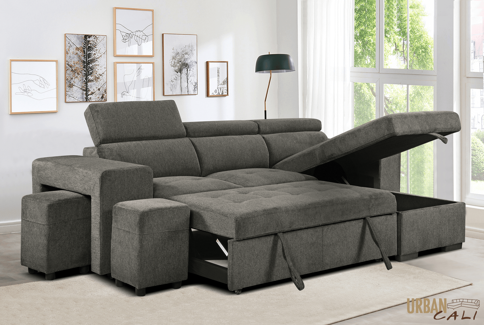 Urban Cali Hollywood Sleeper Sectional Sofa Bed with Adjustable ...