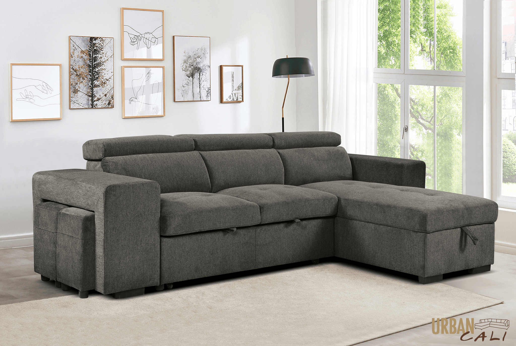 Urban Cali Hollywood Sleeper Sectional Sofa Bed with Adjustable ...