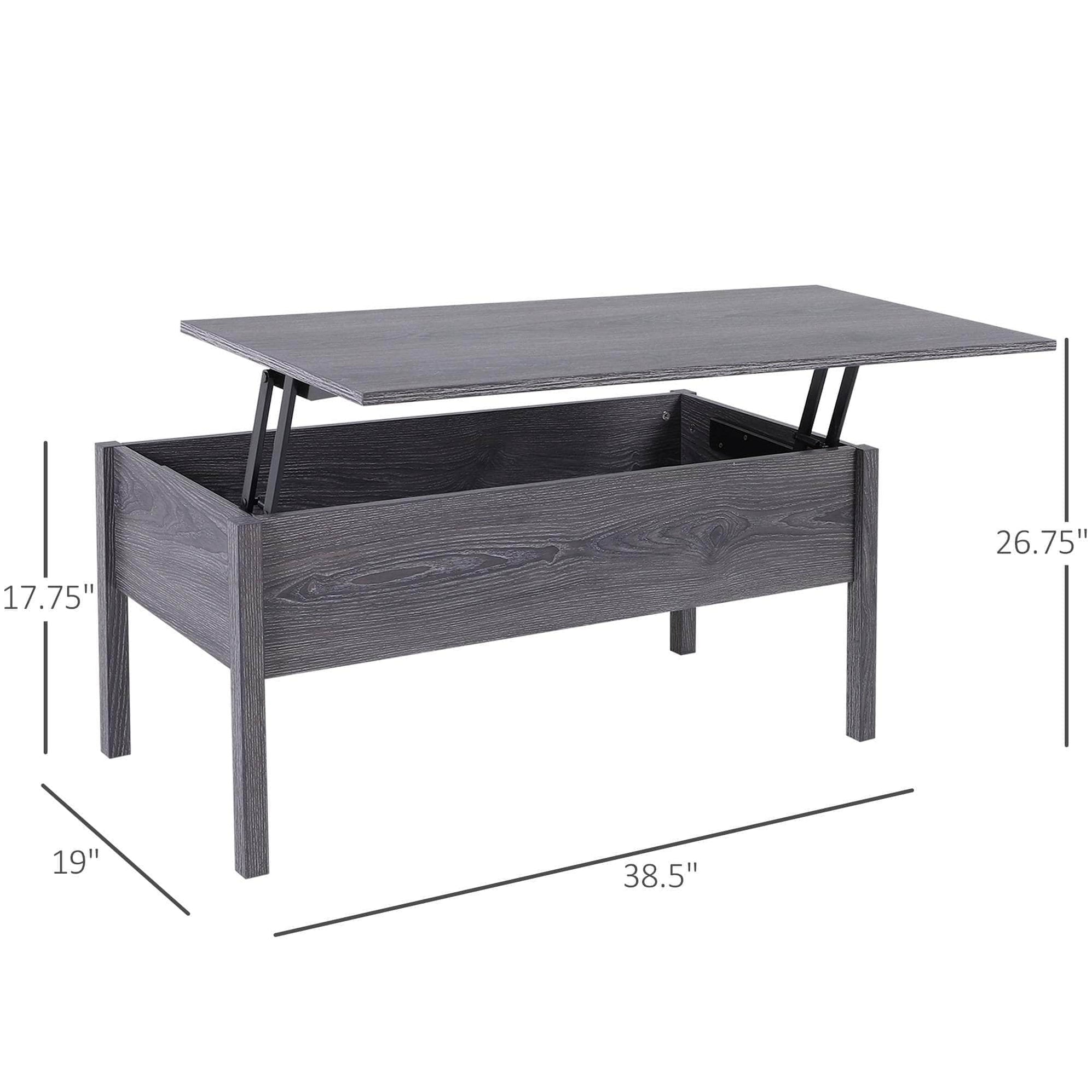 Homcom 39 Inch Modern Rectangular Lift Top Coffee Table with Storage ...