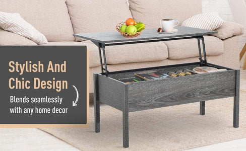 Homcom 39 Inch Modern Rectangular Lift Top Coffee Table with Storage ...
