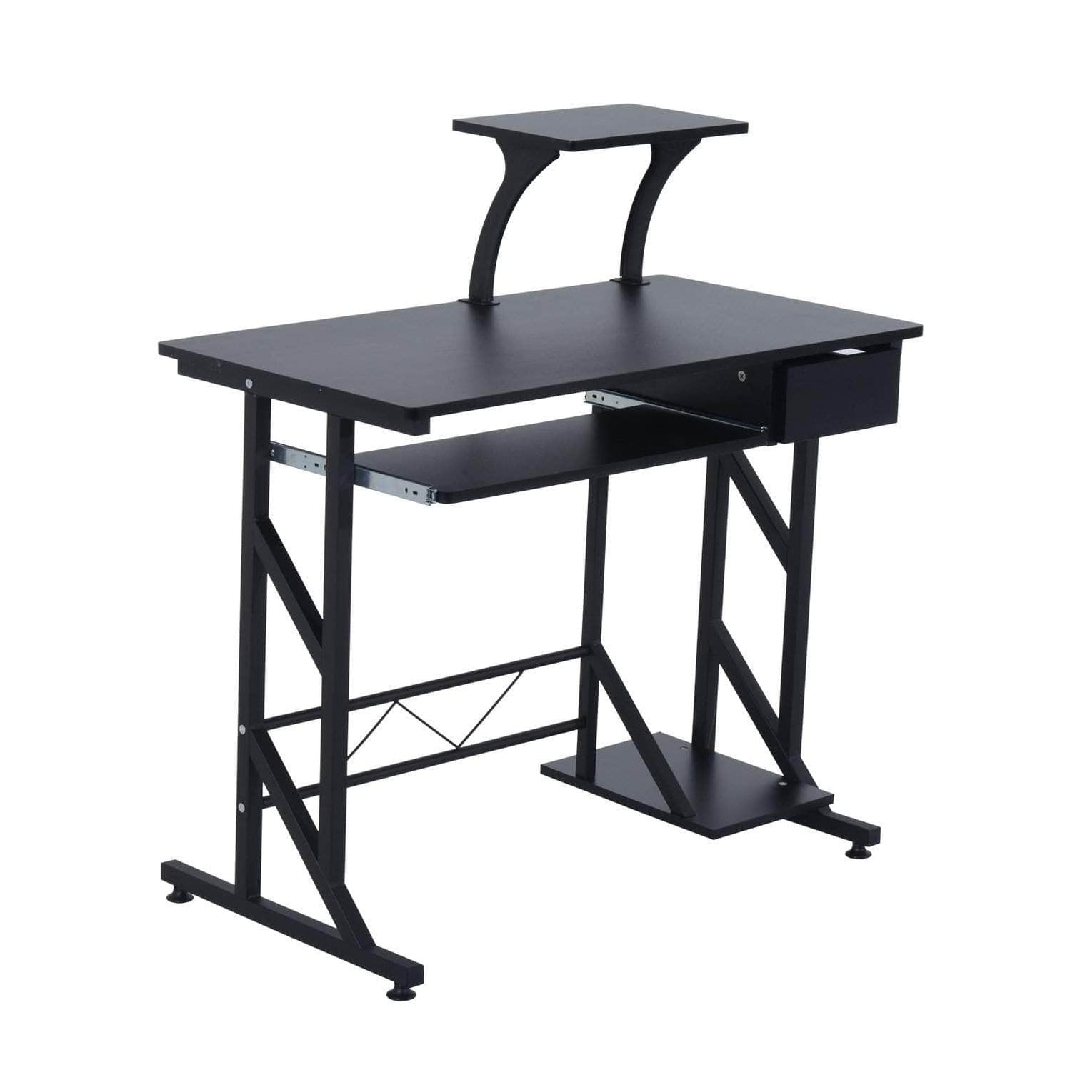 Homcom Portable Computer Desk Workstation with Keyboard Tray in Black ...