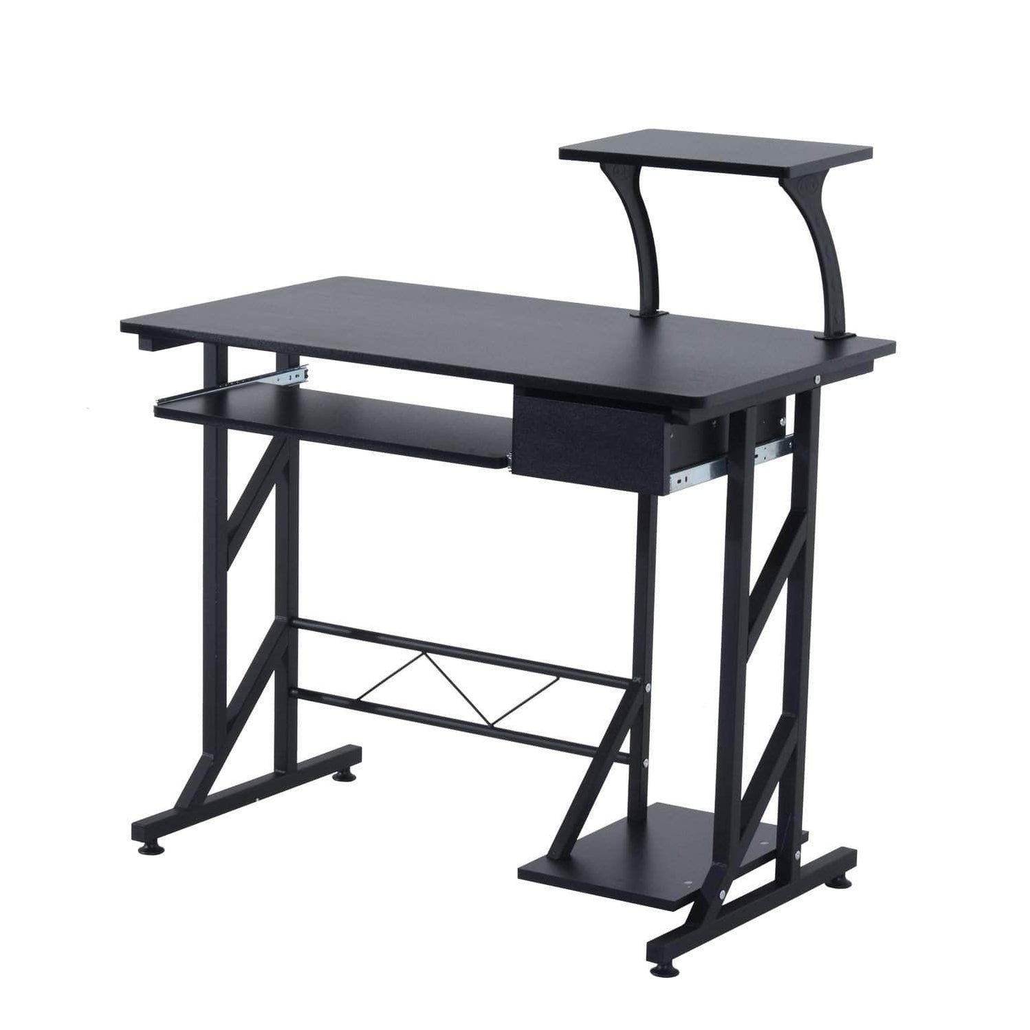 Homcom Portable Computer Desk Workstation with Keyboard Tray in Black ...
