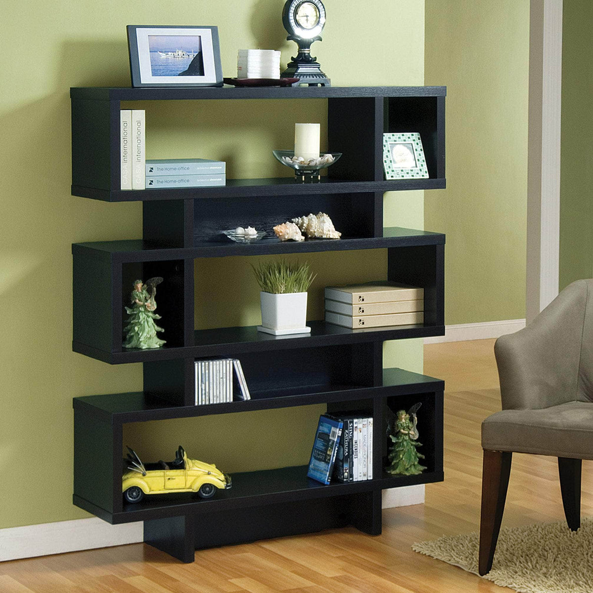 Brassex Inc. Open-Concept Multi-Tier Display Shelf Bookcase in Black ...