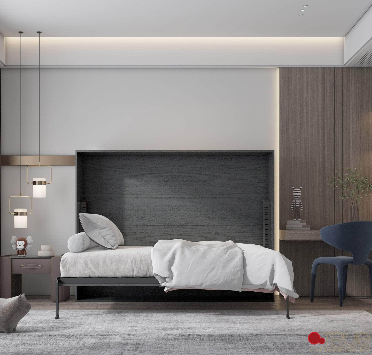 True Contemporary Heidi Brown Horizontal Murphy Wall Pull Down Sideways ...
