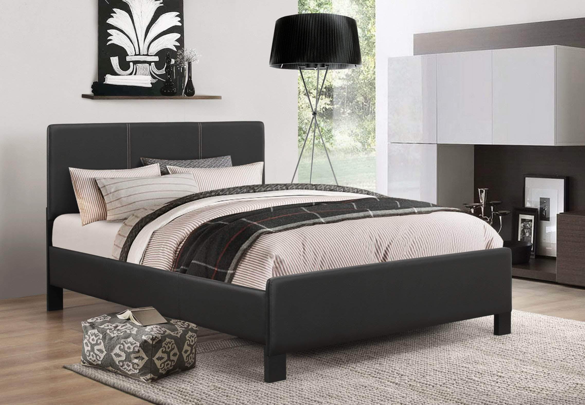 Xander Bonded Leather Platform Bed With Contrast Stitching — Wholesale ...